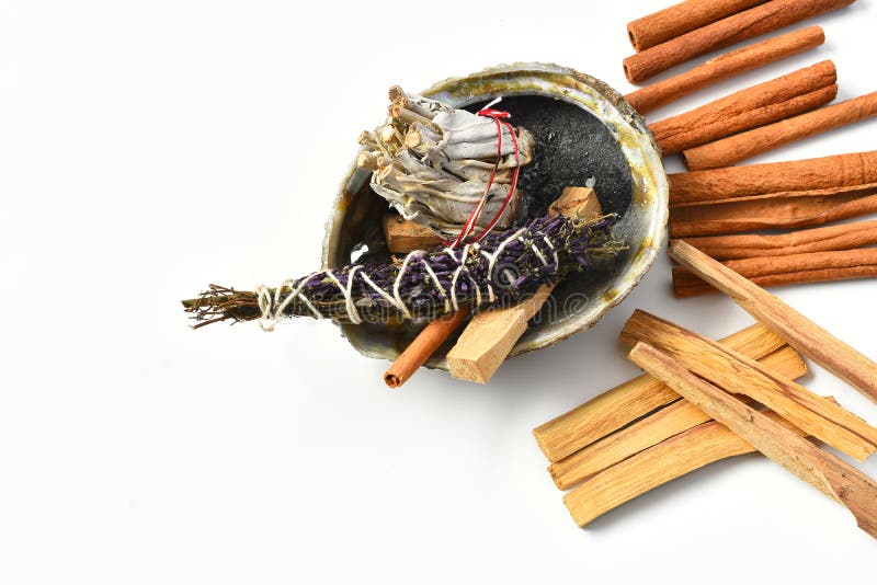 Smudge Sticks and Abalone Shell Stock Photo - Image of healing ...