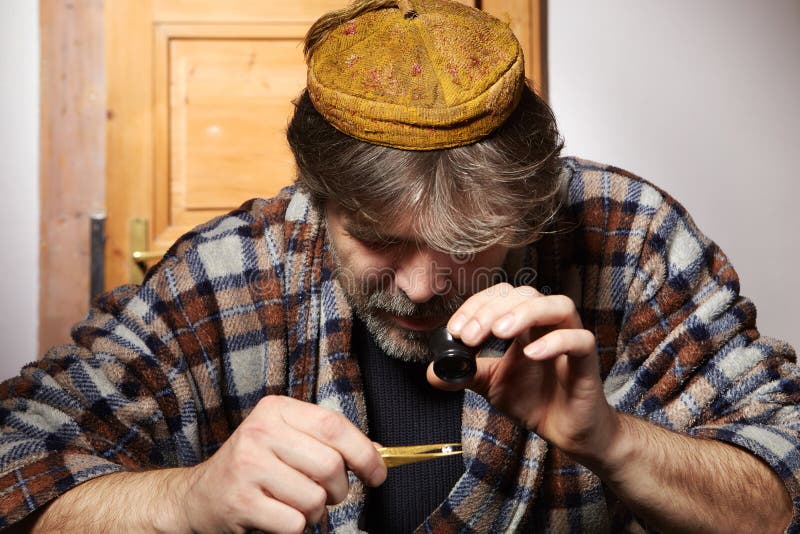 Smuggler of Diamonds Evaluating Gems for Dealing Stock Image - Image of ...