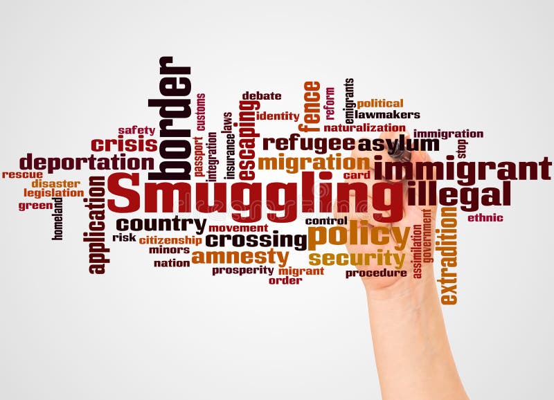 Smuggling Word Cloud and Hand with Marker Concept Stock Illustration ...