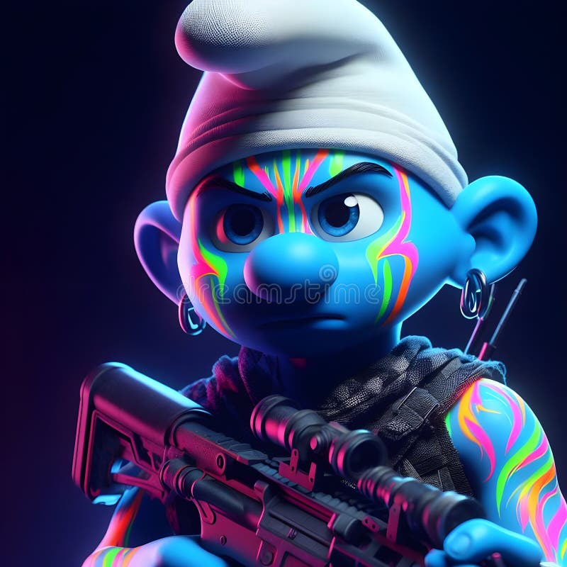 Smurf with neon war paint. stock illustration. Illustration of ...
