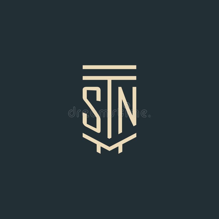 SN Initial Monogram with Simple Line Art Pillar Logo Designs Stock ...
