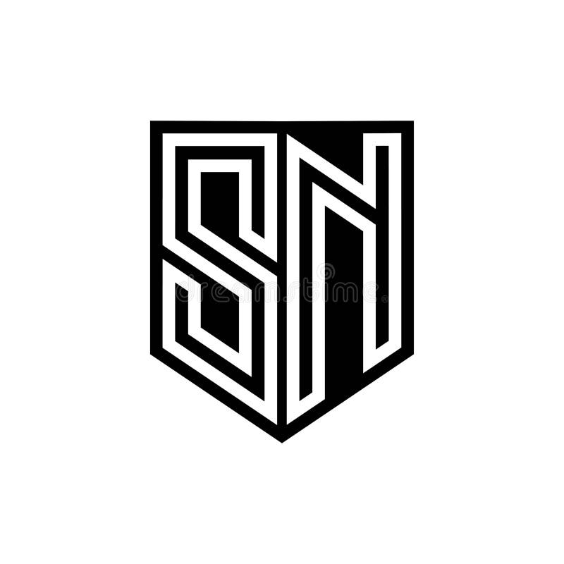SN Logo Monogram Shield Geometric White Line Inside Black Shield Color ...