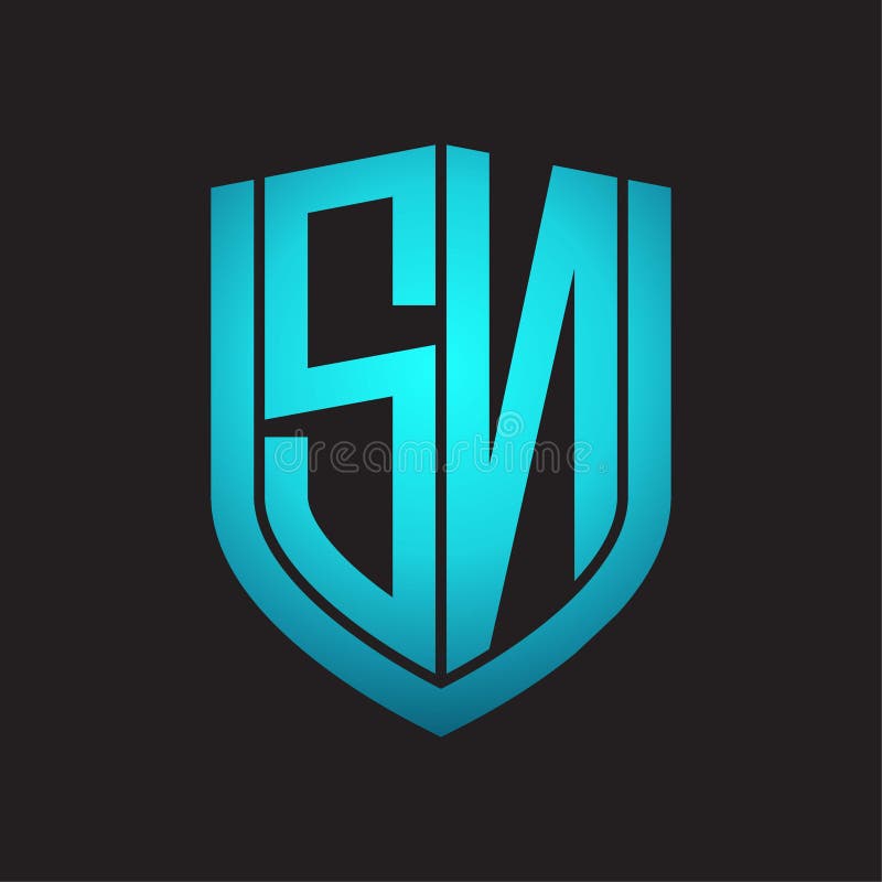 SN Logo Monogram with Emblem Shield Design Isolated with Blue Colors on ...