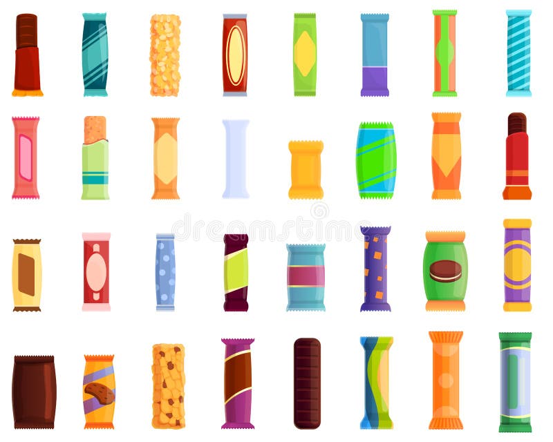 Snack Bar Icons Set, Cartoon Style Stock Vector - Illustration of ...