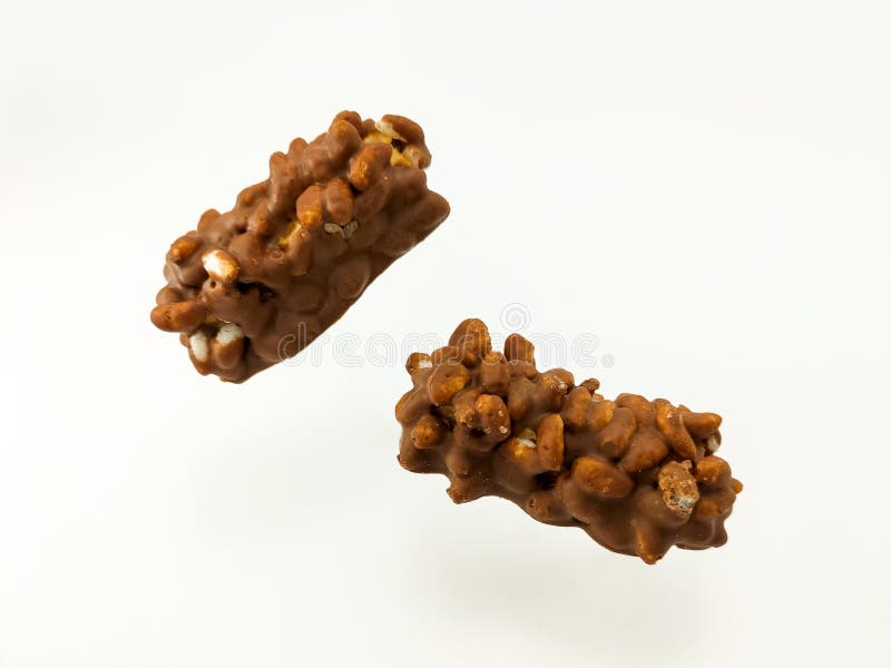 Snack Bars Coated with Chocolate and Rice Crisps Stock Image - Image of ...