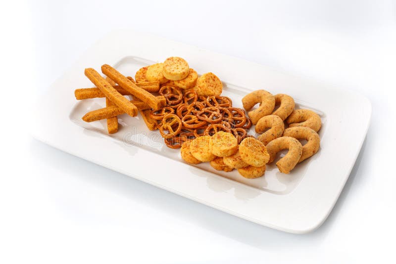 Snack for Beer. Different Types of Crackers Stock Image - Image of beer ...