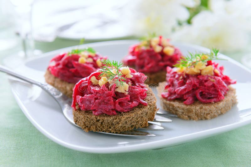 Snack from Beetroot and Walnuts Stock Photo - Image of appetizer, fresh ...