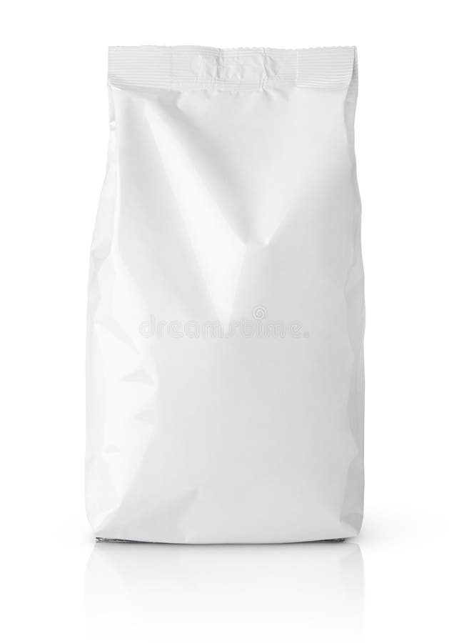 Snack Blank Paper Bag Package on White Stock Image - Image of grain ...
