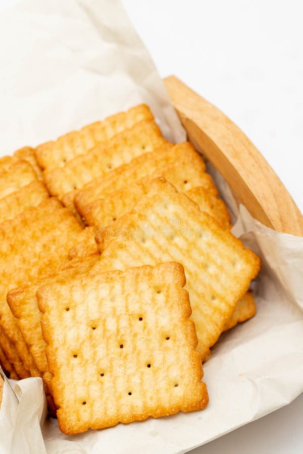 Snack Concept, Salty Crackers or Biscuits are Arranged in Rows on Paper ...