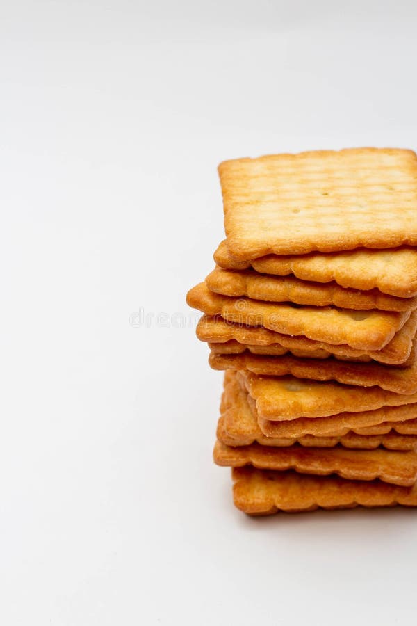 Snack Concept, Salty Crackers or Biscuits Arranged in Vertical Row ...