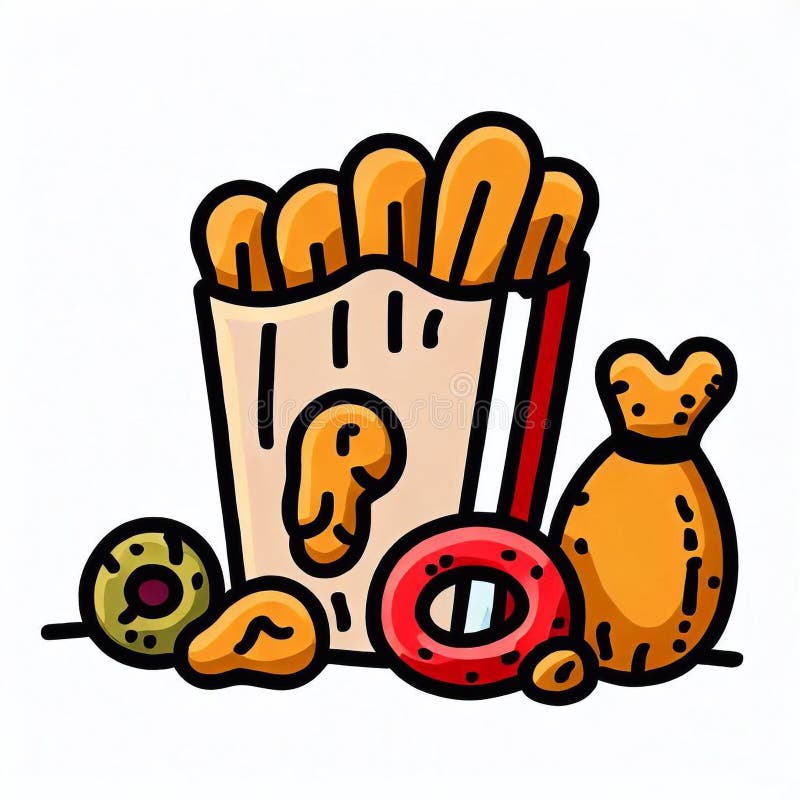 Snack Contour Drawing Color Game Stock Illustration - Illustration of ...