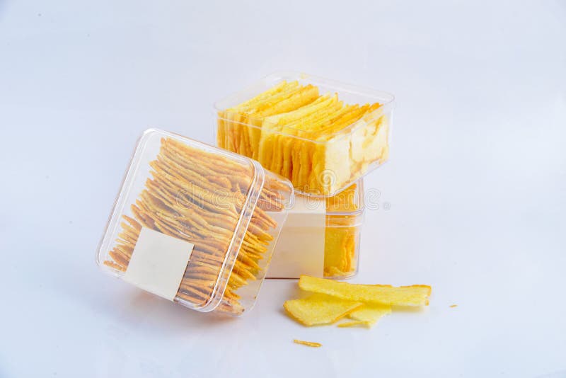 Snack Cracker Butter in the Transparent Box. Stock Photo - Image of ...