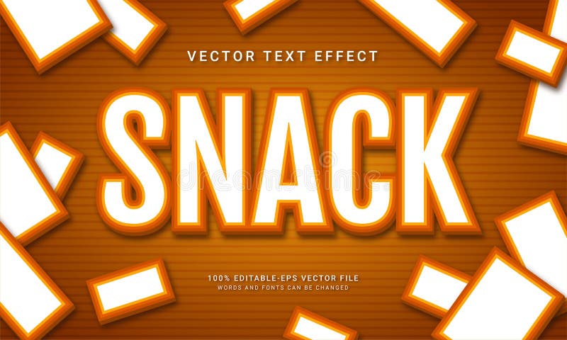 Snack 3d Text Style Effect Themed Food Menu Stock Vector - Illustration ...