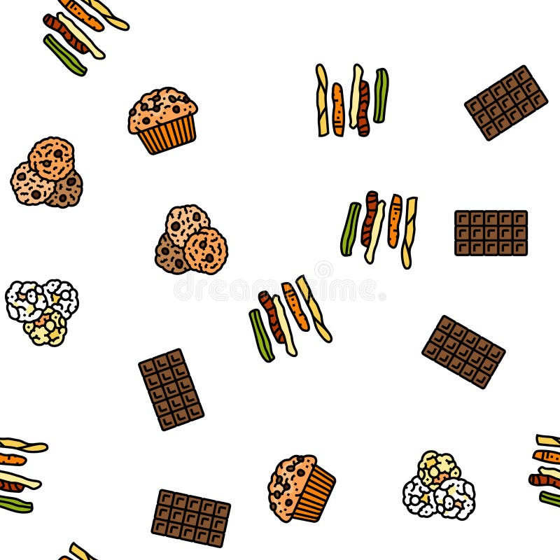 Snack Food Drink Sweet Seamless Pattern Vector Stock Illustration ...