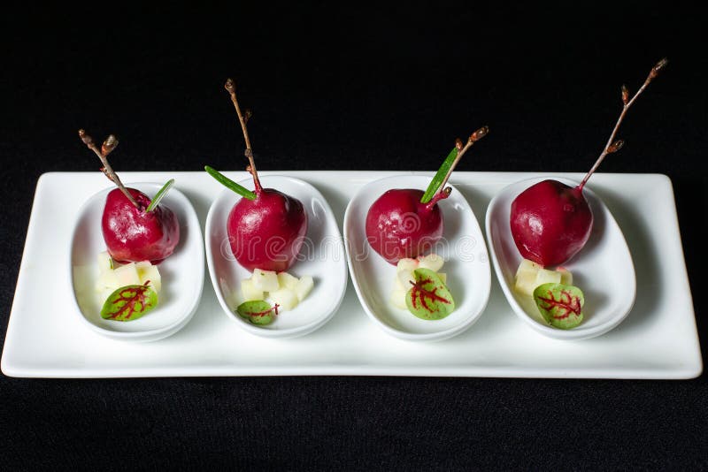 Snack in the Form of Cherries, Catering, Fine Dining. Stock Photo ...