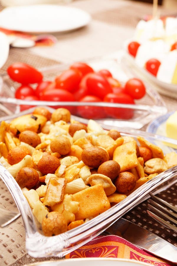 Snack Mix and Cherry Tomatoes Stock Photo - Image of tomatoes, food ...