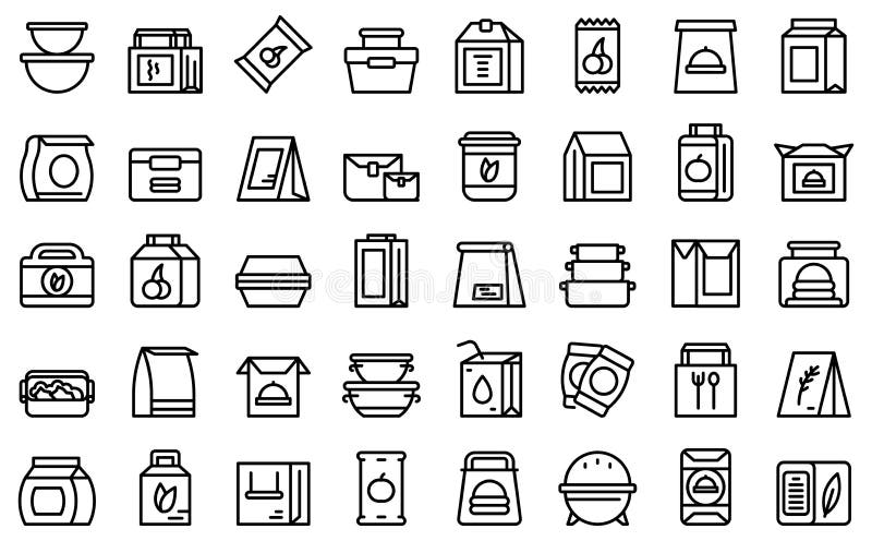 Snack Pack Icons Set Outline Vector. Candy Bag Stock Vector ...