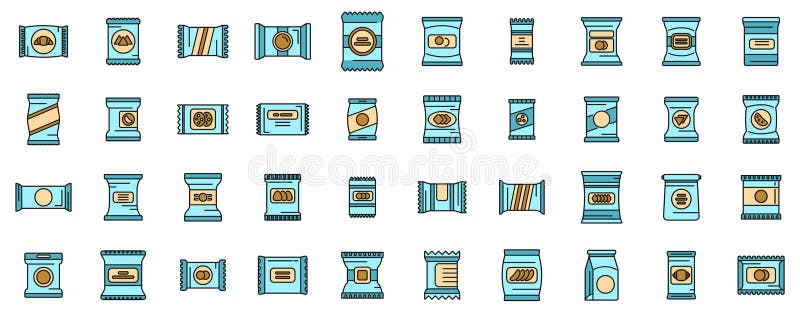 Snack Pack Icons Set Vector Color Line Stock Vector - Illustration of ...
