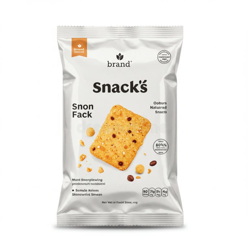 A Snack Package with a Modern Design Features a Pale Grey Background ...