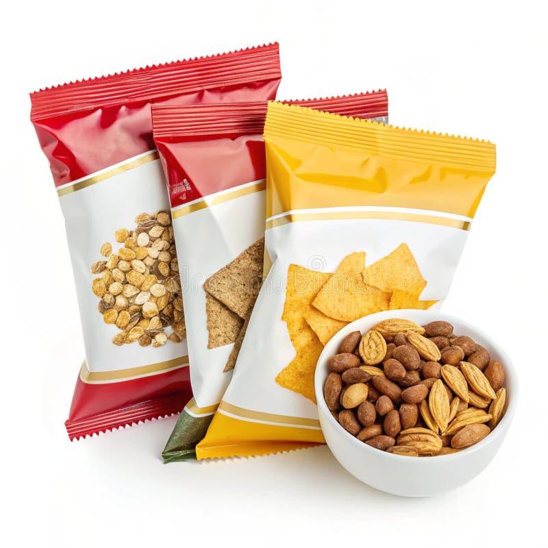 Snack Packaging Mockup Design Isolated on White Background Stock ...