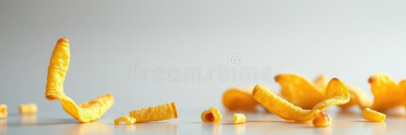 Snack Pieces Scattered on a White Surface Creating an Appealing Visual ...