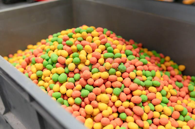 Colorful Salted Crunchy Peanuts with Cheese, Bacon and Wasabi. a Mix of ...