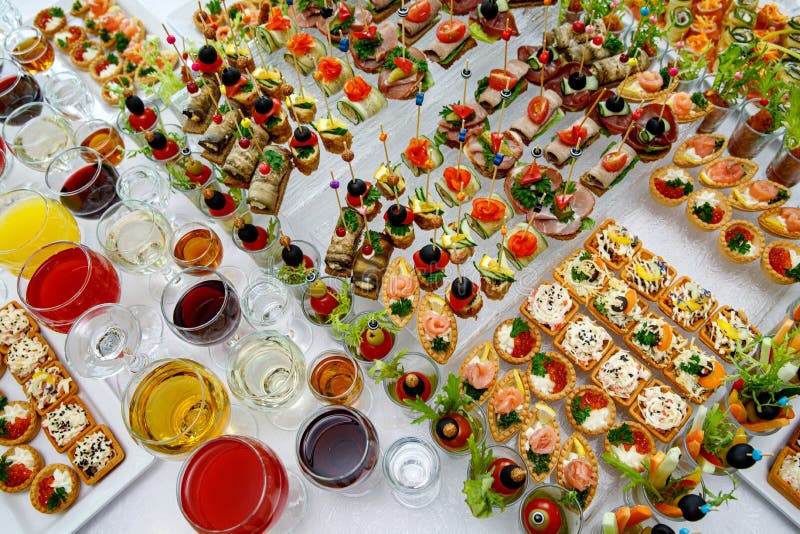 Snack Table Ready for the Event Stock Image - Image of salad, plate ...