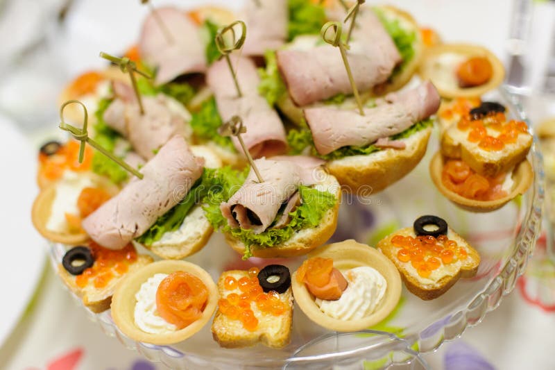 Snack Table Served in Restaurant Stock Photo - Image of board, food ...