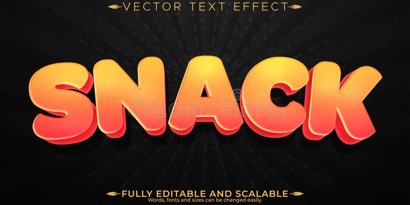 Snack Text Effect, Editable Treat and Munchies Customizable Font Style Stock Vector ...