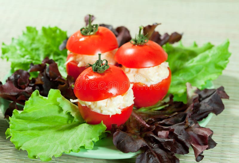 Snack in tomatoes stock photo. Image of meal, fresh, dish - 23466160