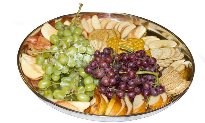 Snack Tray with Grapes, Fruit Slices and Crackers Stock Image - Image ...