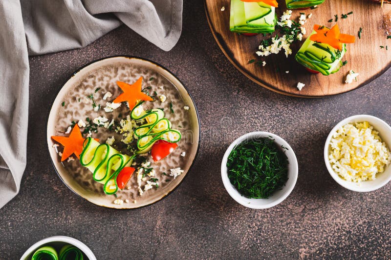 Snack Trees Made of Cucumbers, Tomatoes and Cheese on a Plate on the ...