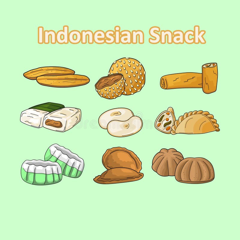 Traditional Asian Indonesian Snack Vector Cartoon Style Collection Set ...