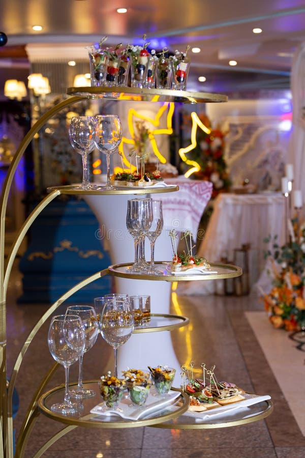Snacks and Alcohol on the Counter at the Restaurant at the Event Stock ...