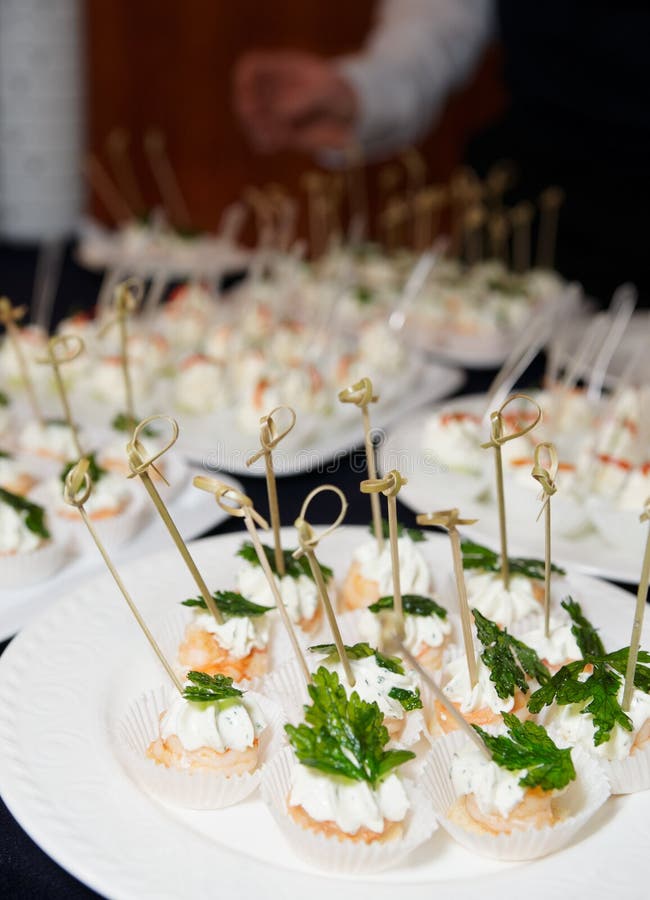 Snacks on banquet table stock photo. Image of buffet - 17384992