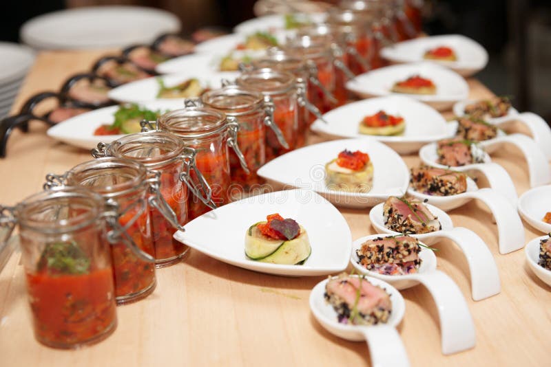 Snacks on buffet table stock image. Image of gastronomy - 13932177