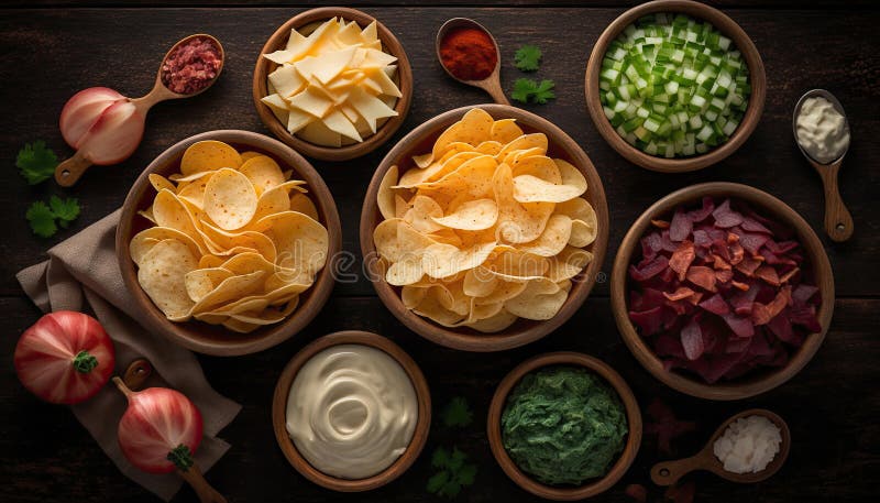 Snacks and Chips with Different Flavors. Stock Photo - Image of crispy ...