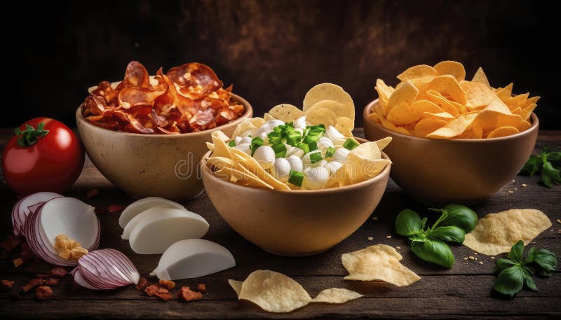 Snacks and Chips with Different Flavors. Stock Image - Image of party ...