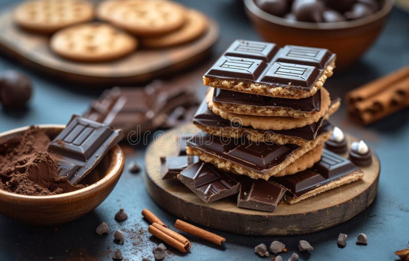 Snacks with Chocolate Filled Cookies Stock Illustration - Illustration ...