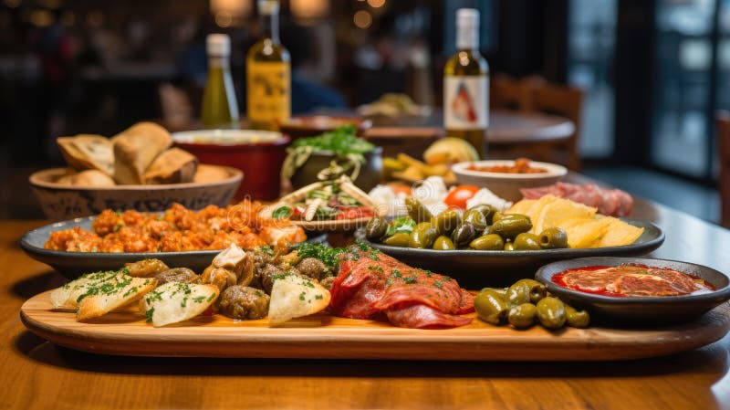 Snacks with Cod Fish in Tapas Bar in Spain, Traditional Spanish Food ...