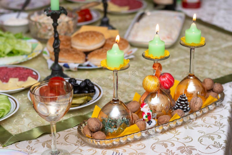 Snacks on the dining table stock photo. Image of party - 206358118
