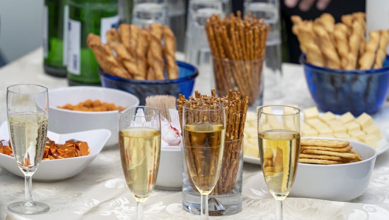 Snacks and drinks stock image. Image of festivity, sparkling - 313223151