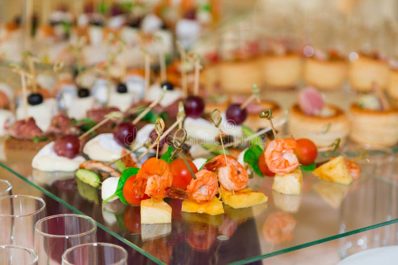 Snacks, Fish and Meat Specialities on the Buffet. a Gala Reception ...