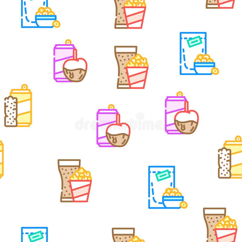Snacks Food and Drink Vector Seamless Pattern Stock Vector ...