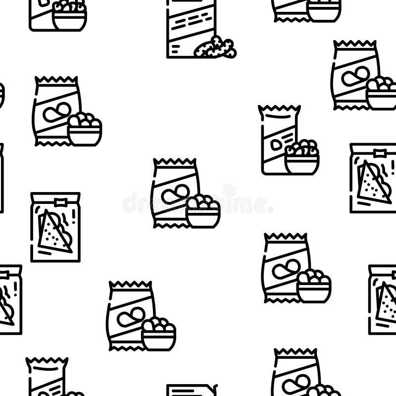 Snacks Food and Drink Vector Seamless Pattern Stock Illustration ...
