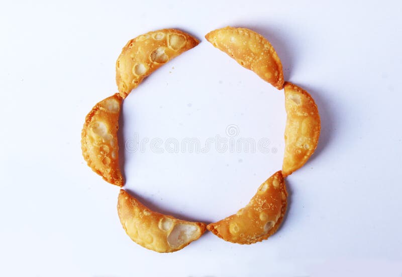 Snacks Frame Template Golden Isolated Background Stock Photo - Image of ...