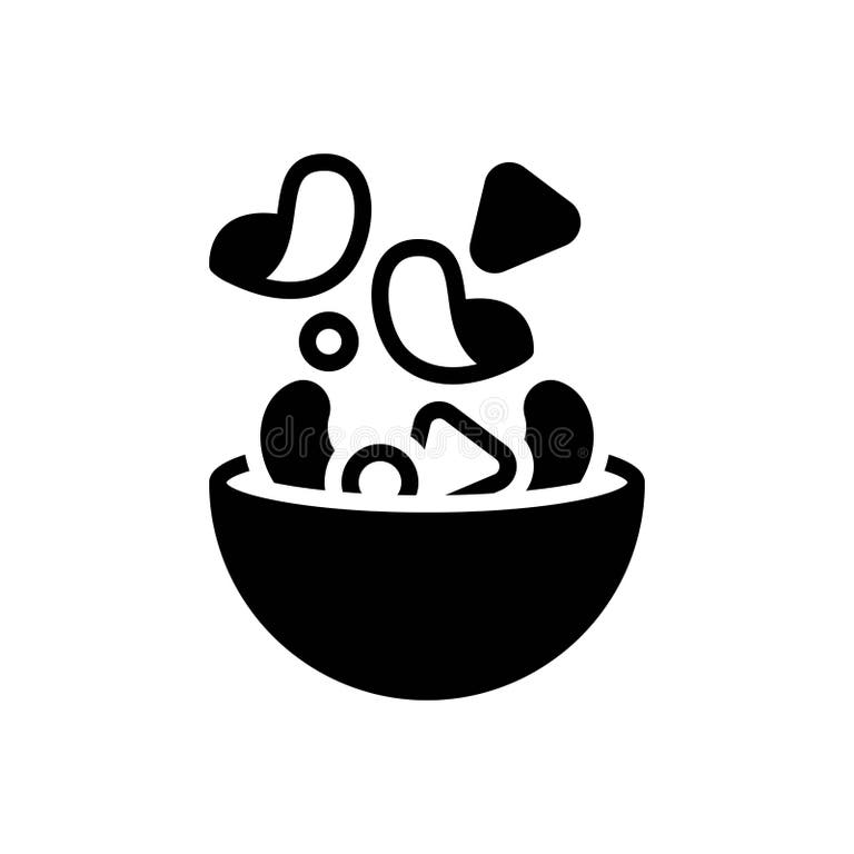 Black Solid Icon for Snacks, Bowl and Chips Stock Vector - Illustration ...