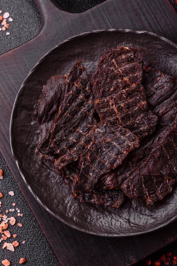 Snacks or Jerky, Beef Slice Meat Dried, Dehydrated. Beef Snack Stock ...