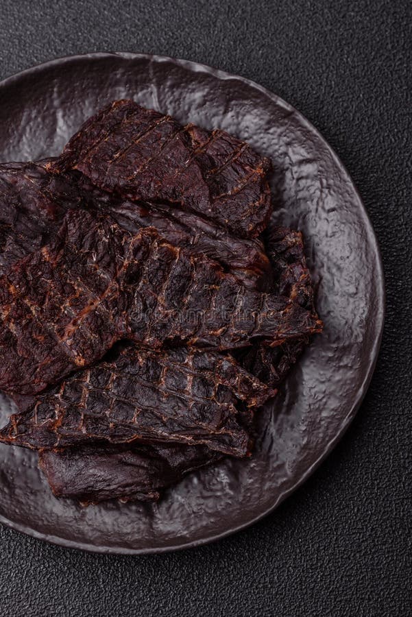 Snacks or Jerky, Beef Slice Meat Dried, Dehydrated. Beef Snack Stock ...