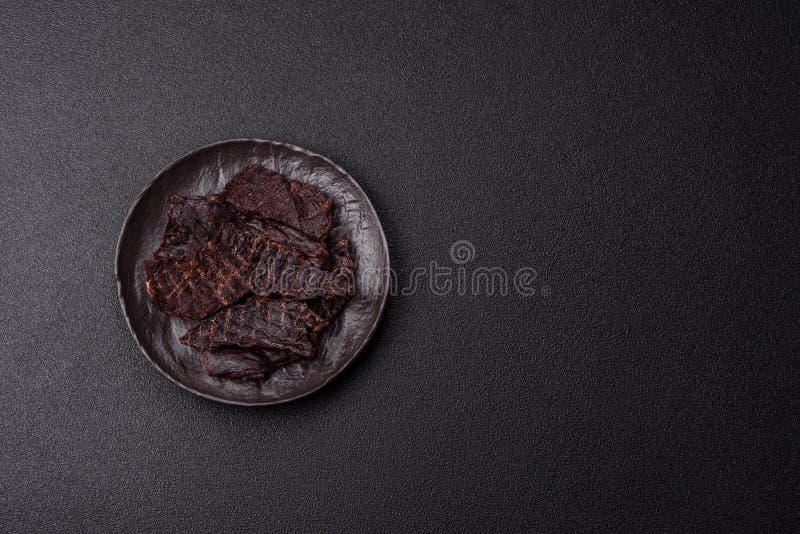 Snacks or Jerky, Beef Slice Meat Dried, Dehydrated. Beef Snack Stock ...